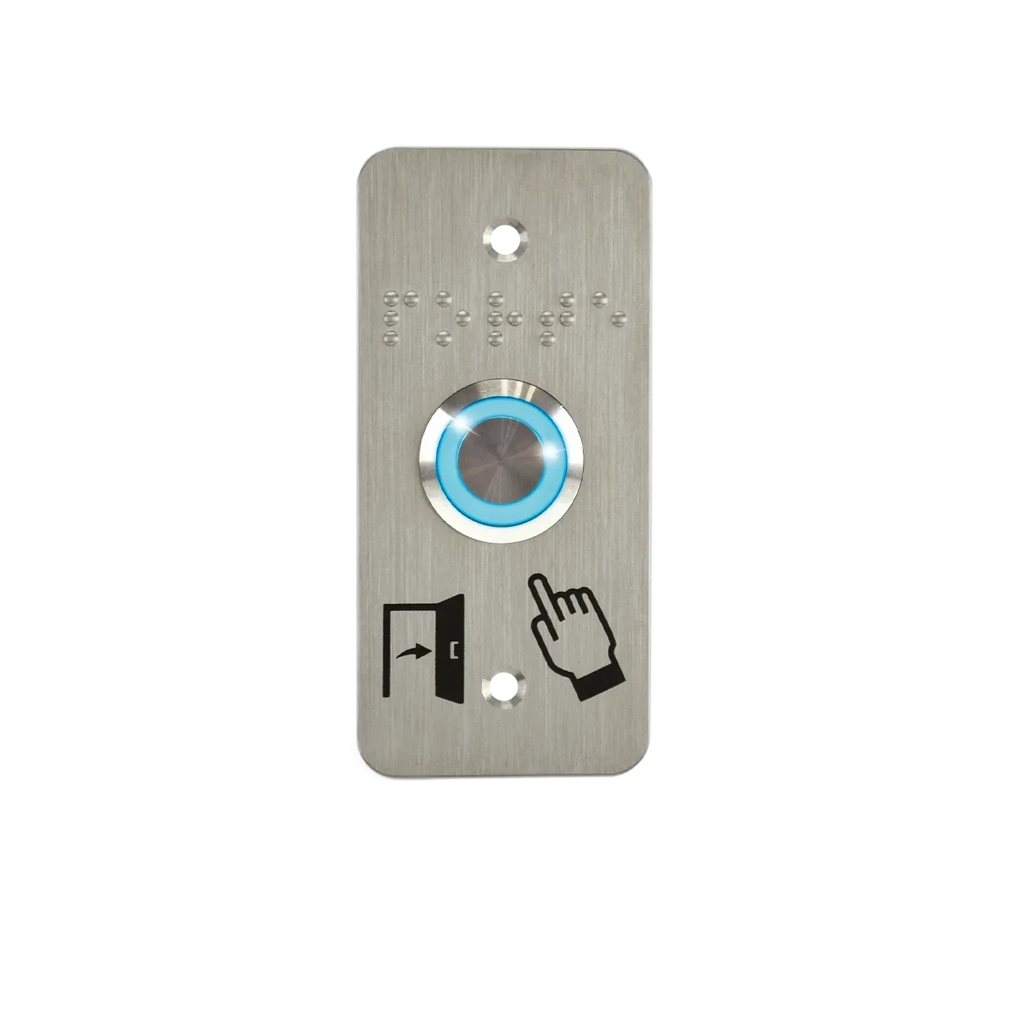 Bouton poussoir, Ø 19 mm, en acier inoxydable, bornes à vis, halo bleu ...