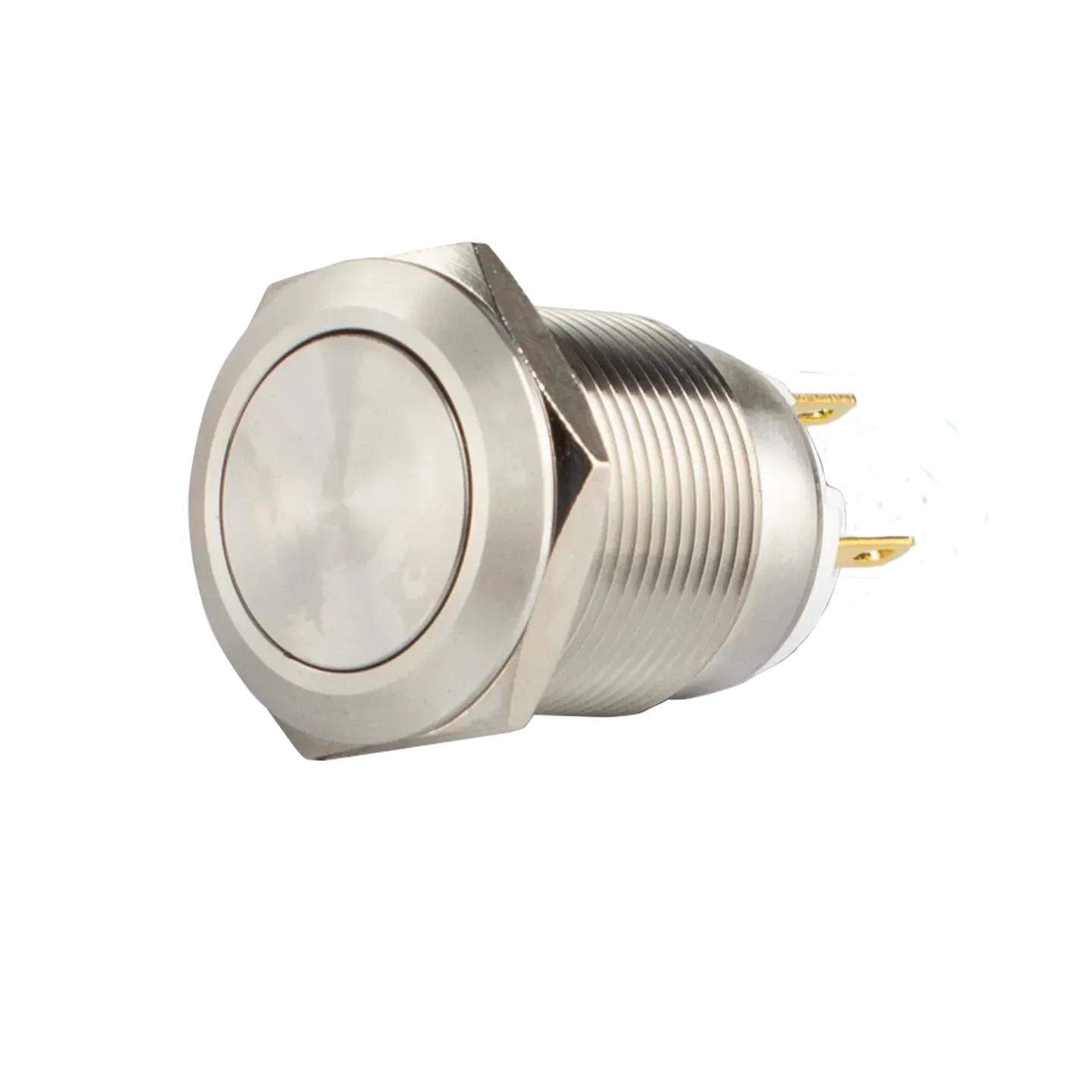 Bouton poussoir, Ø 19 mm, en acier inoxydable, cosses à souder, contact ...