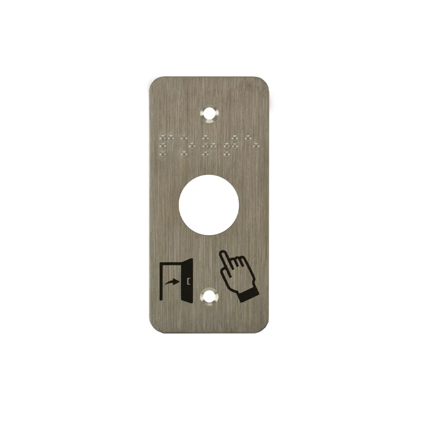 Plaque acier inoxydable 39,5 x 84,5 mm, perçage Ø 19 mm, picto "Porte ...
