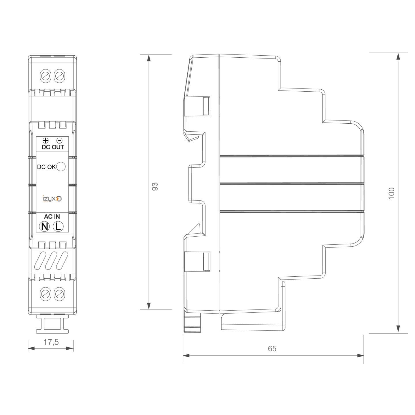 Alimentation rail DIN 24V 0,75A - Alimentations rail DIN 24V DC - izyx system