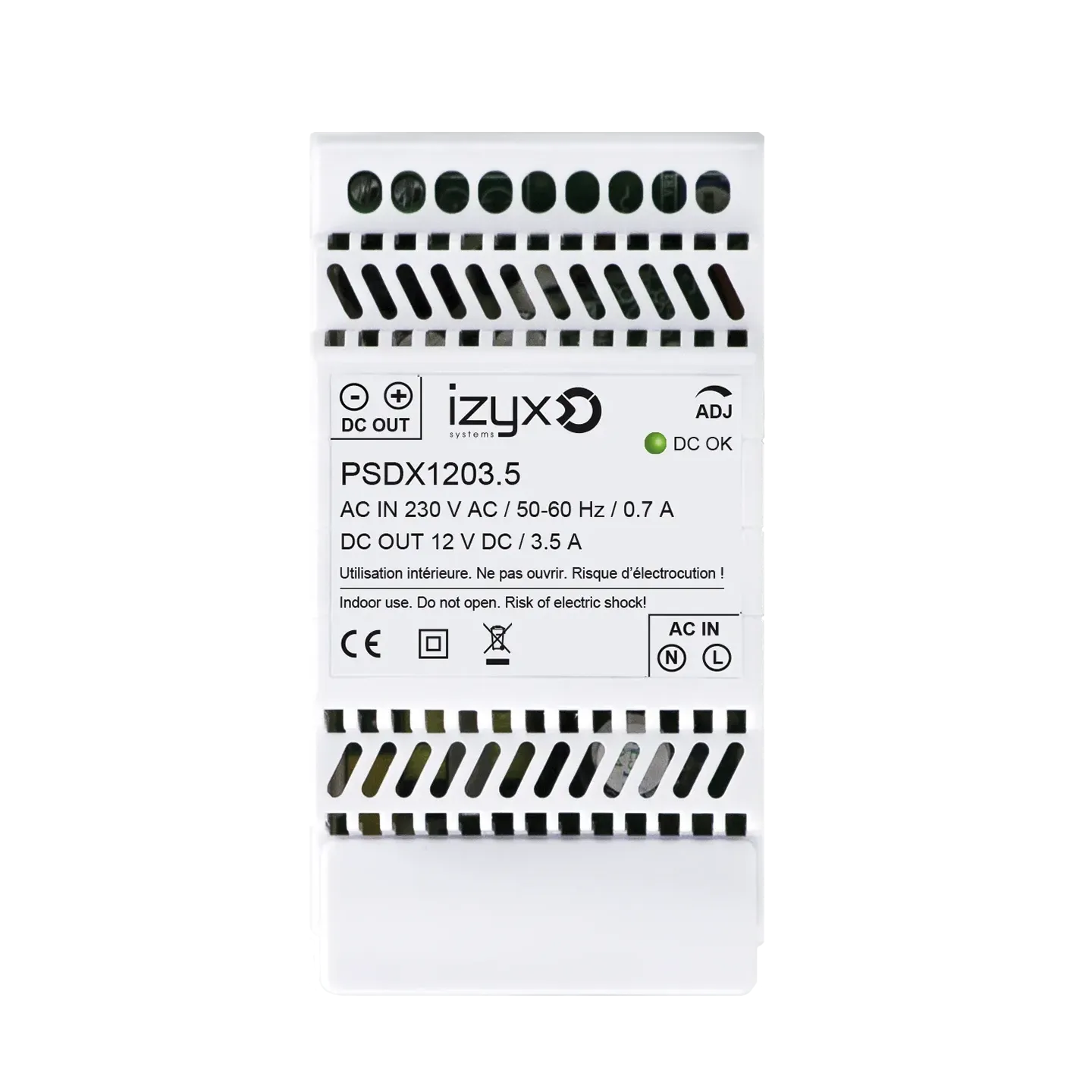 Alimentation rail DIN 12V 3,5A - Alimentations rail DIN 12V DC - izyx ...